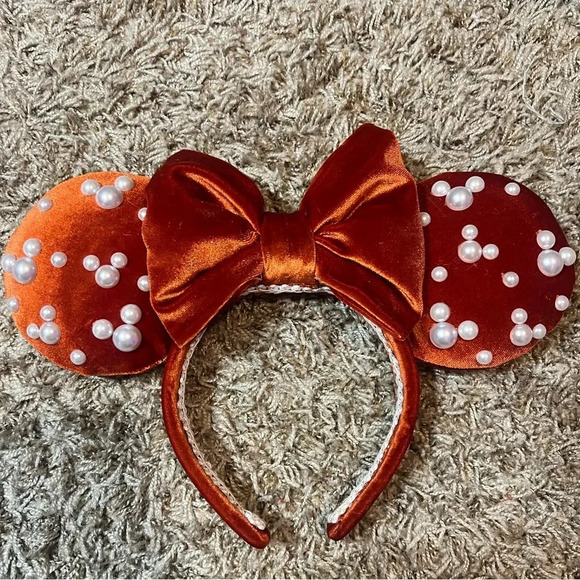 Disney | Accessories | Disneyland Mickey Mouse Velvet Burnt Orange Ears ...
